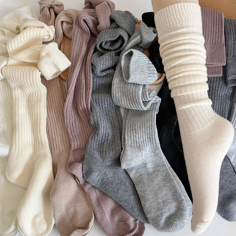 Soft Wool Long Socks Women Autumn Winter Cashmere Solid Knitted ...