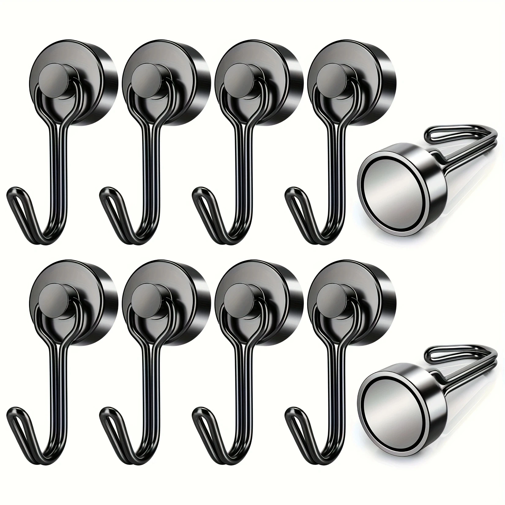 10pcs-black-Magnetic-Hooks-Cruis-Heavy-Duty-Neodymium-Rare-Earth ...