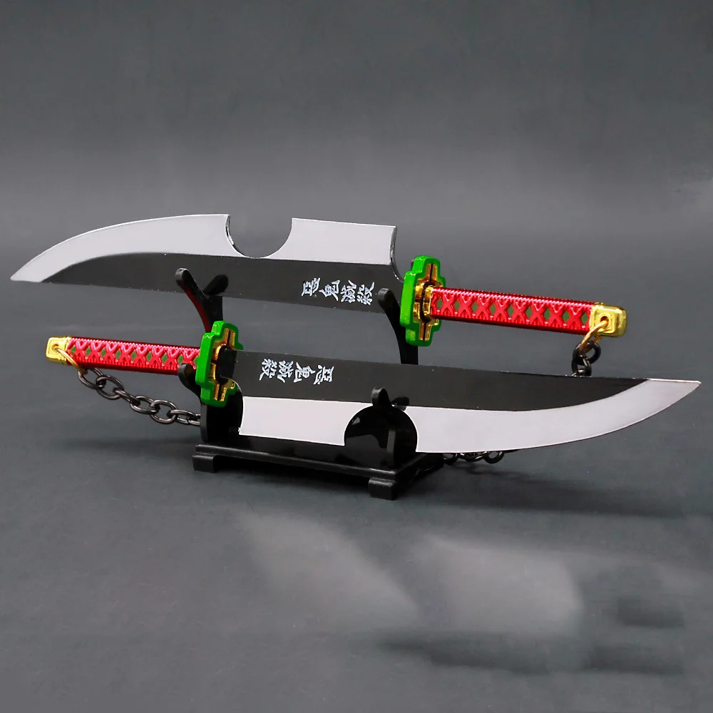 Demon-Slayer-Katana-Sword-Uzui-Tengen-Double-Nichirin-Blade-20cm-Metal ...