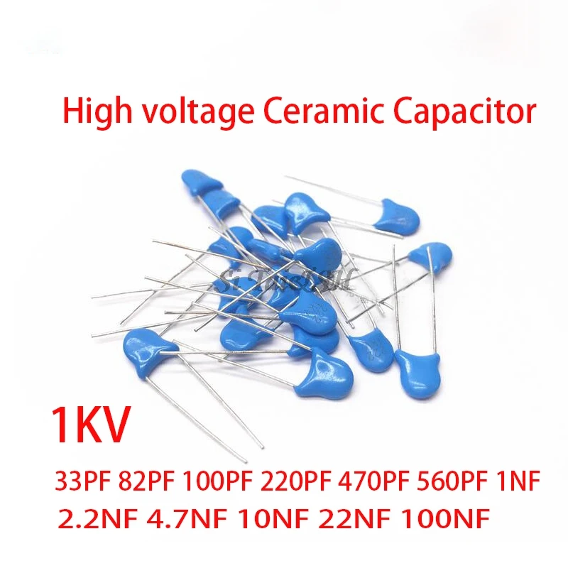 20pcs-High-voltage-Ceramic-Capacitor-1KV-33PF-82PF-100PF-220PF-470PF ...