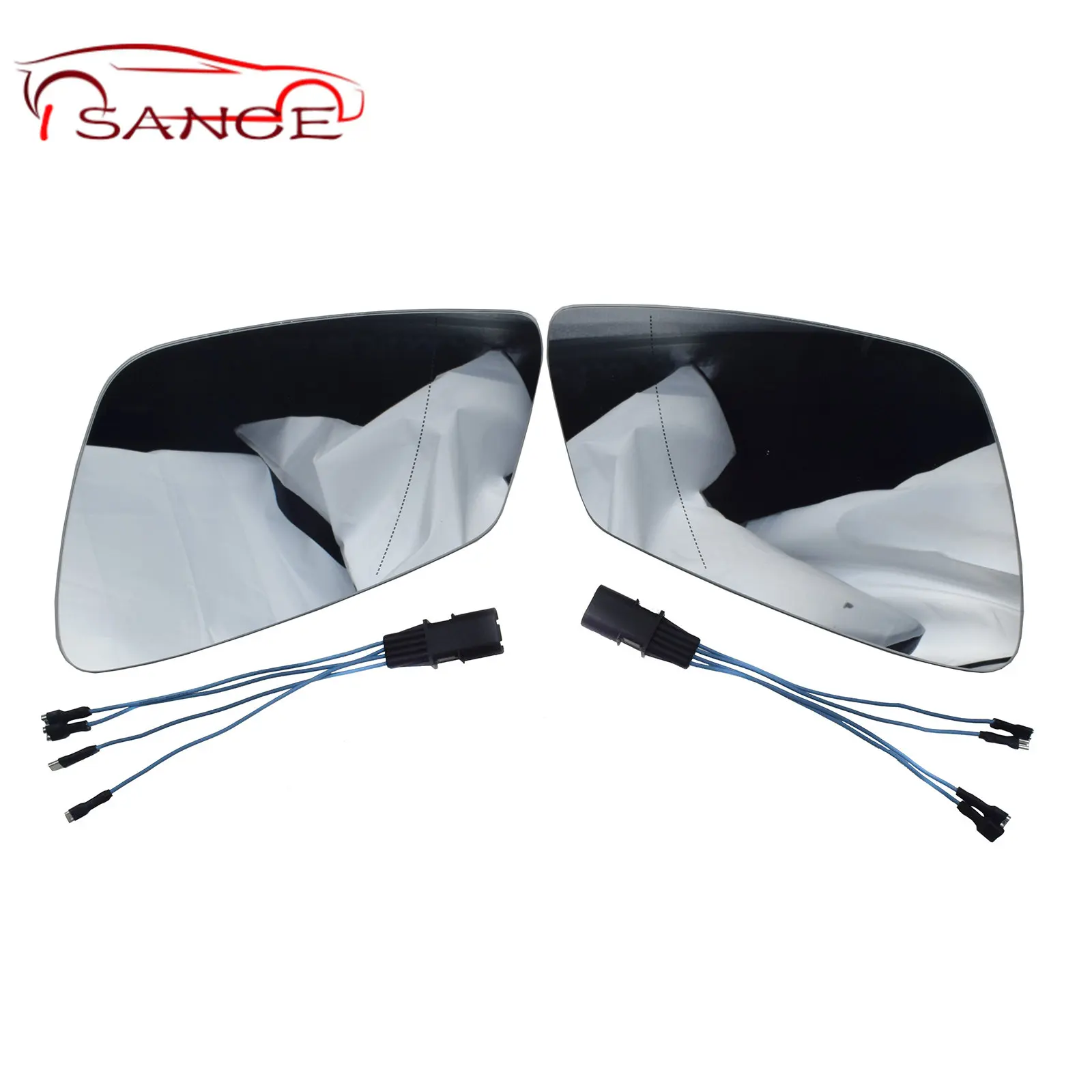 4 Plug Heated Mirror Glass 51167186588,51167186587 For BMW F01 F02 F03 ...