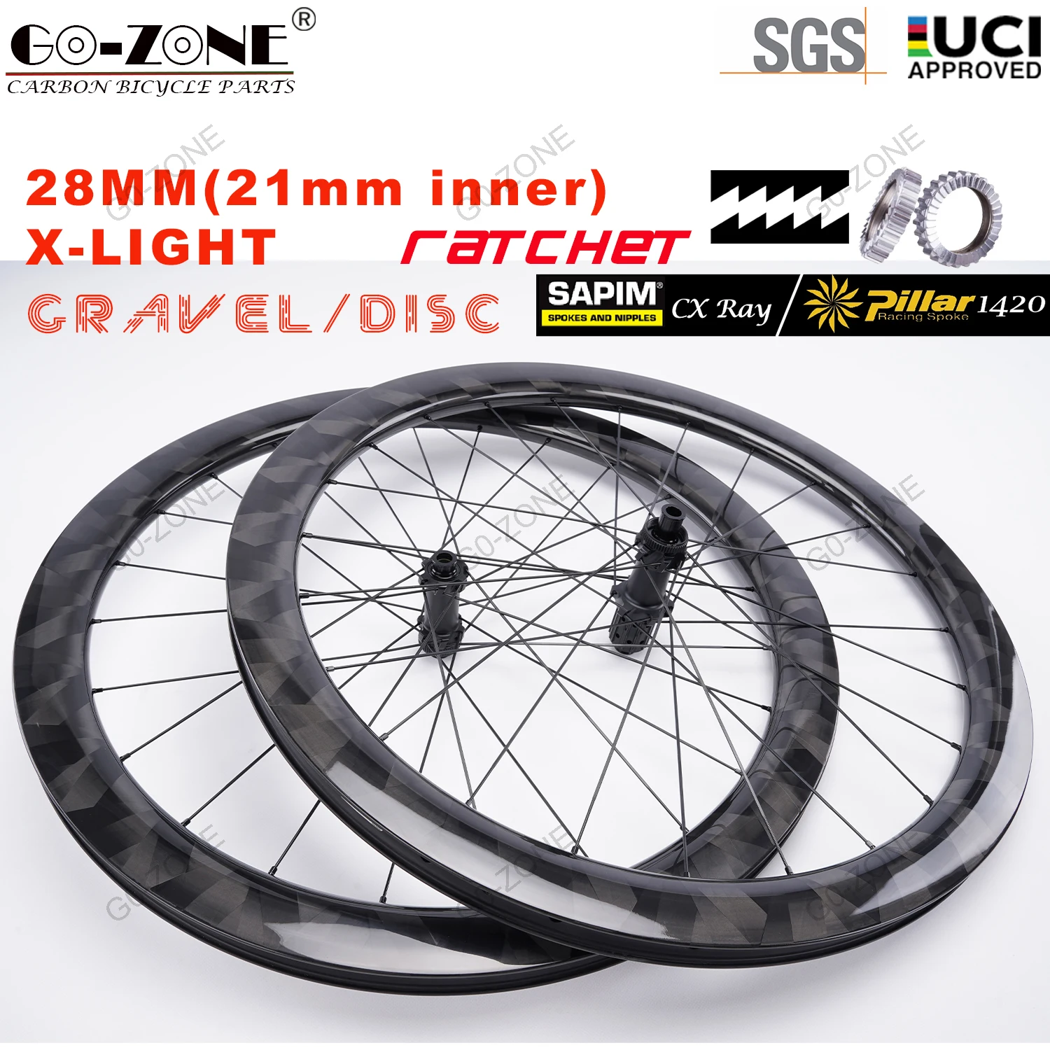 700c-Road-X-Light-1300g-28mm-Sapim-CX-Ray-Pillar-1420-Carbon-Wheels ...
