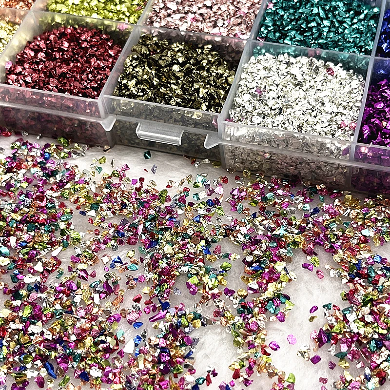 15g/lot Color Glass Metal Crushed Stones Silicone Resin Fillings For ...