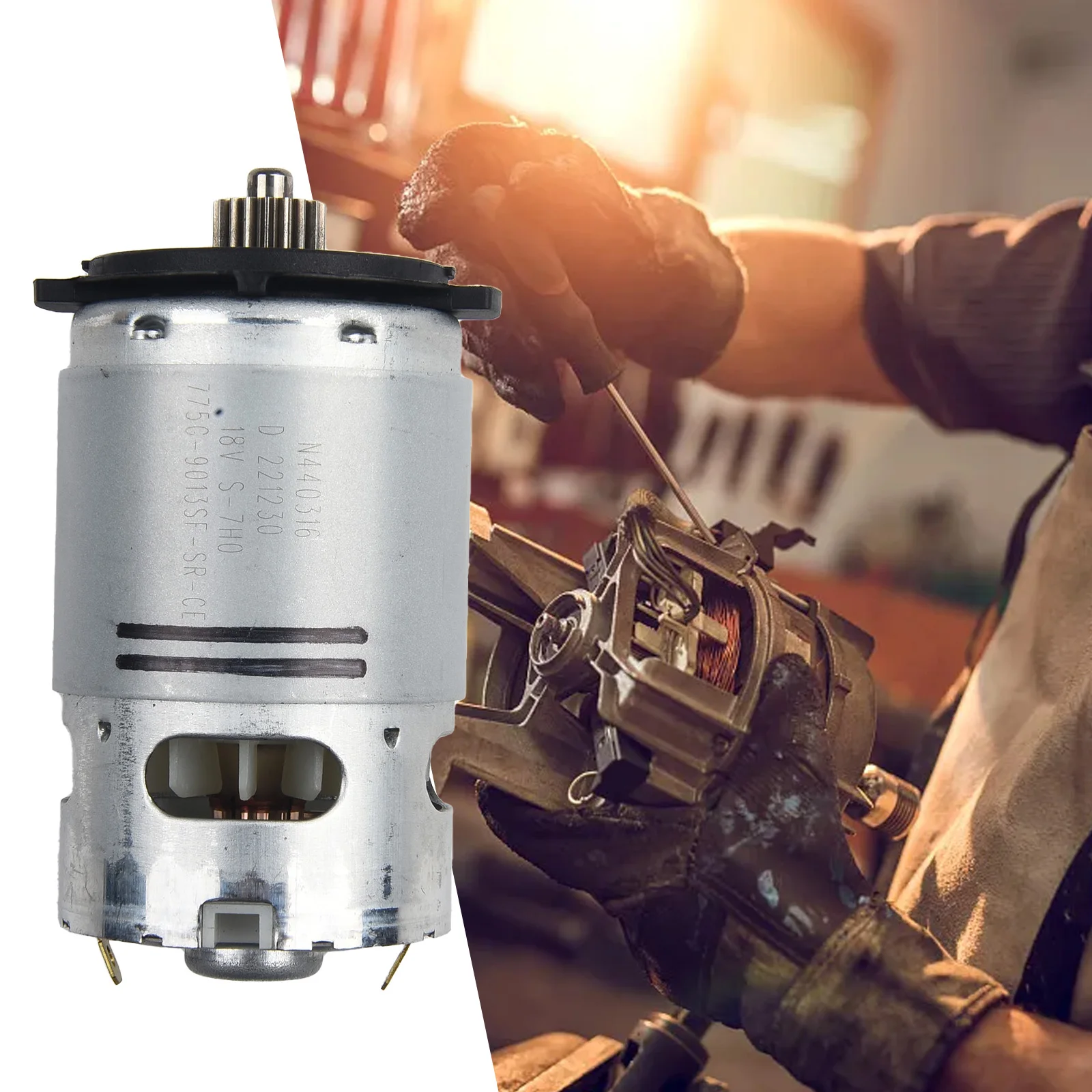 Motor-de-CC-para-taladro-de-impacto-inal-mbrico-18-dientes-18V-78x36mm ...