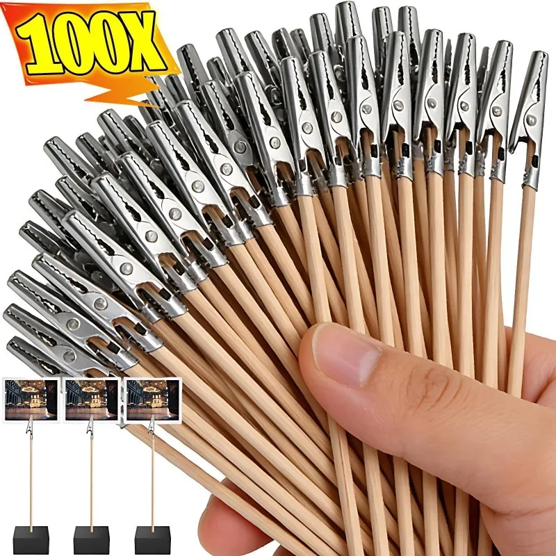 100/10Pcs Steel Head Wood Stick Crocodile Clip Alligator Clamps Diy ...