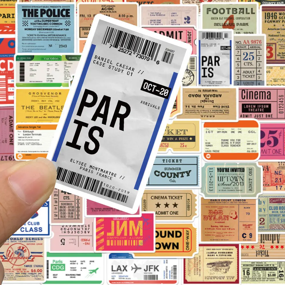 Old Ticket Stubs Retro Decal Stickers Luggage Decoration Graffiti ...