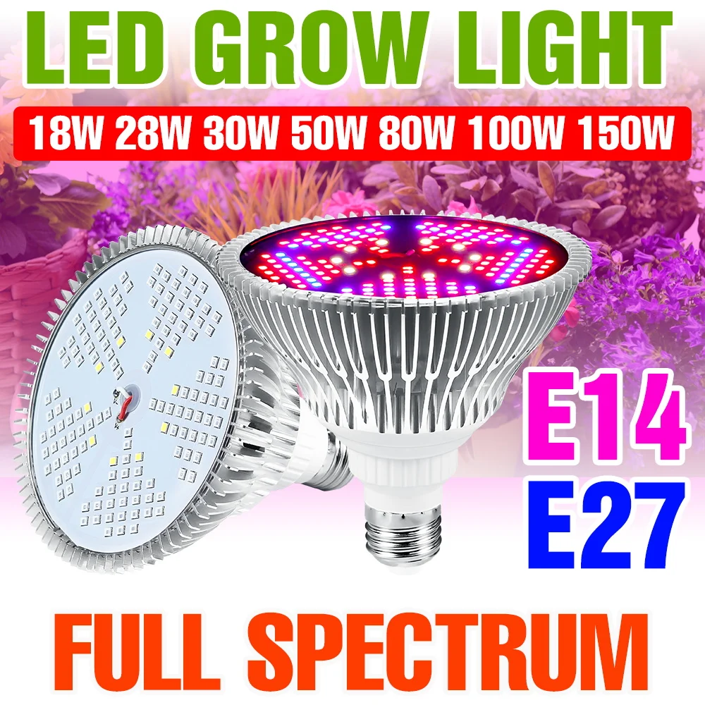 LED Grow Light Bulb para Sementes de Vegetais e Flores, E14 Full ...