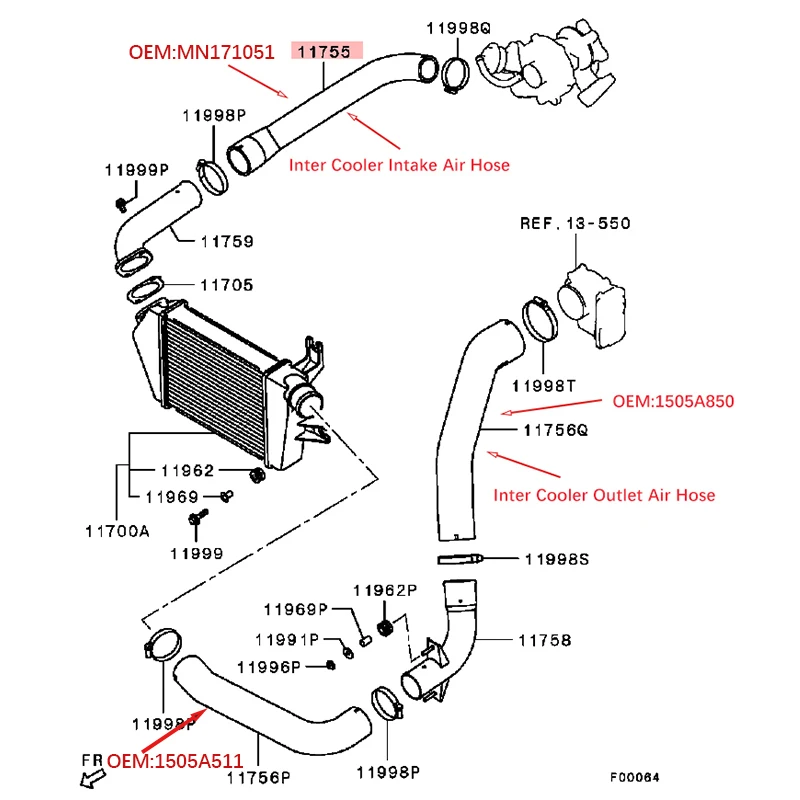 Intercooler-Hose-for-Mitsubishi-Pajero-Sport-L200-Triton-4D56-2-5D ...