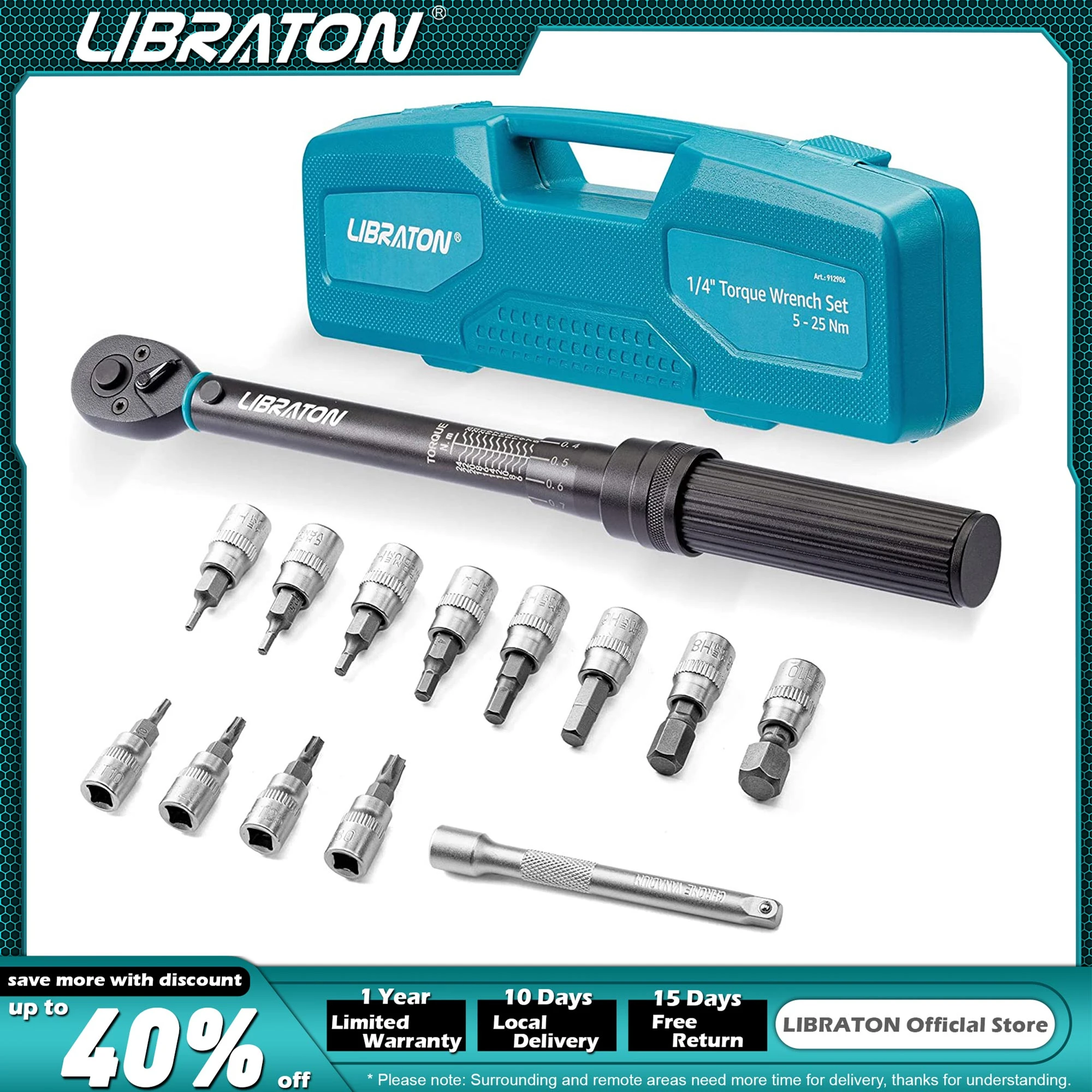 Libraton Bike Torque Wrench, Micro Drive Clique Torque Wrench Set, Hex ...