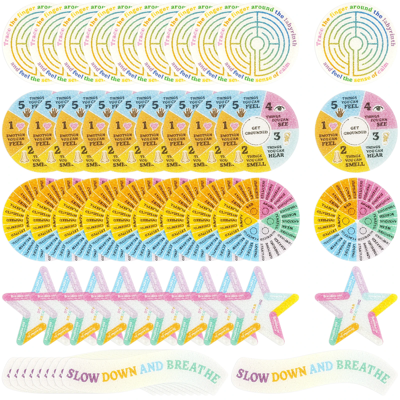 50Pcs-Calm-Stickers-Set-5-Styles-Tactile-Rough-Textured-Stickers-Funny ...