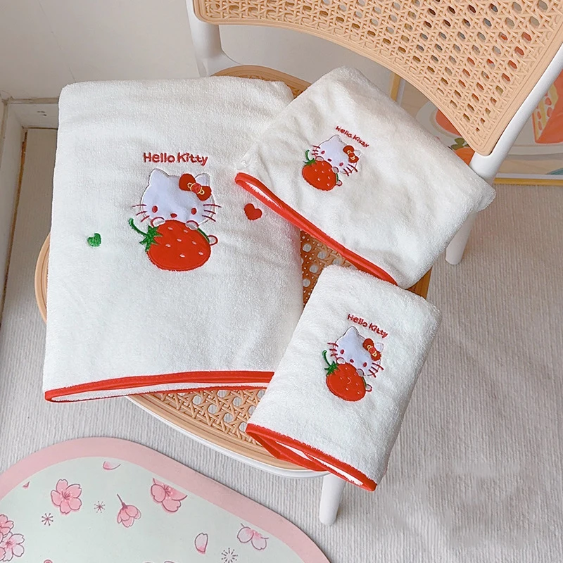 3Pcs-Summer-Anime-Sanrio-Hello-Kitty-Bath-Towel-Cartoon-Hair-Drying-Cap ...