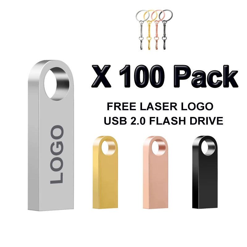 100pcs Free Custom Logo Usb Flash Drive 64gb 32gb 16gb Pen Drive Metal ...