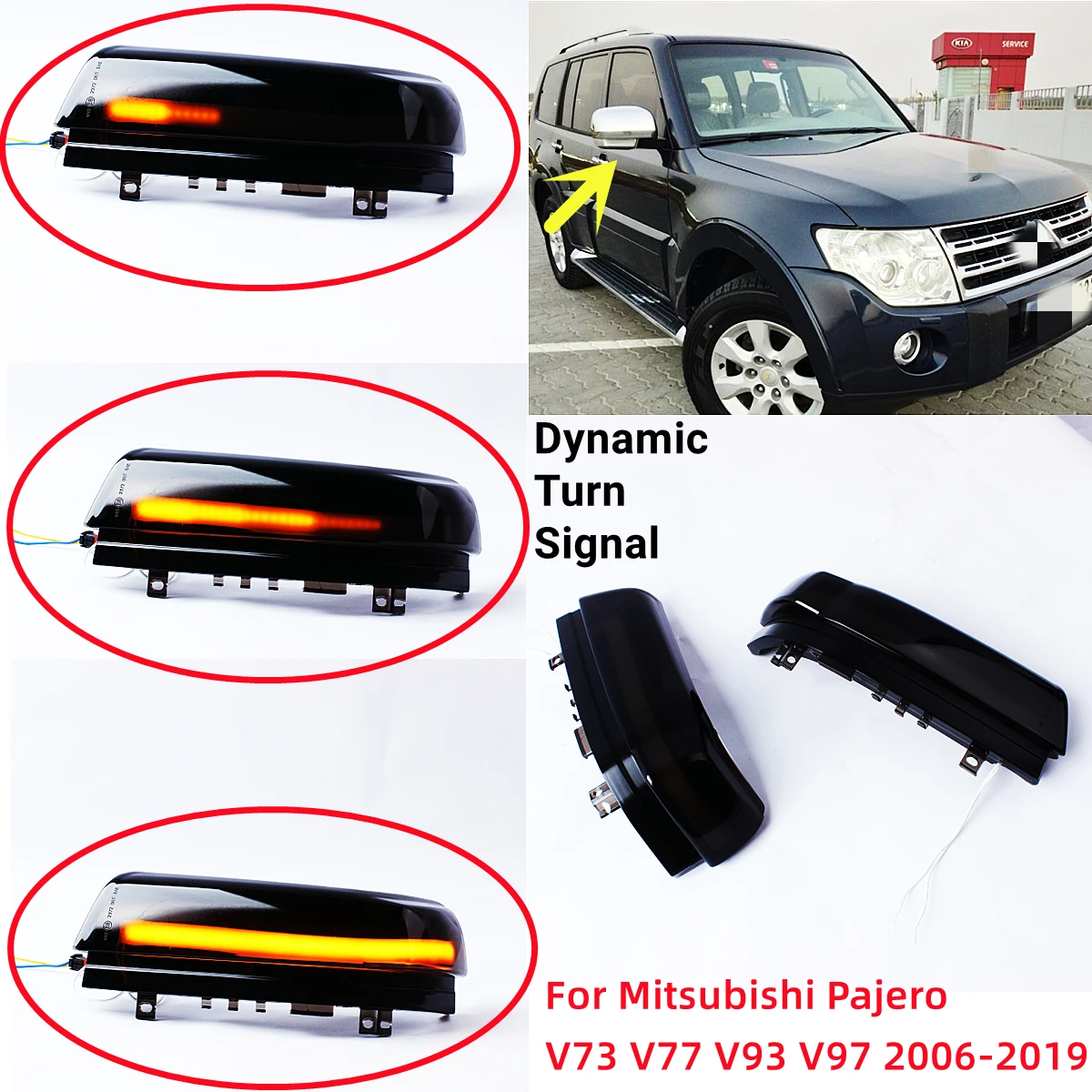 For Mitsubishi Pajero V73 V77 V93 V97 2006 2019 Dynamic LED View Mirror Indicator Blinker Turn ...
