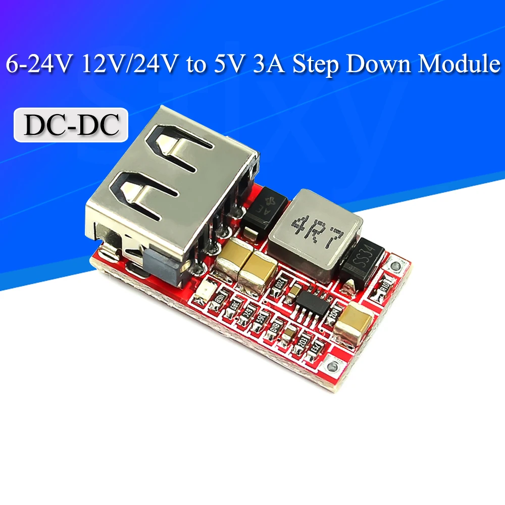 Fine 6-24V 12V/24V to 5V 3A CAR USB Charger Module DC Buck step down ...