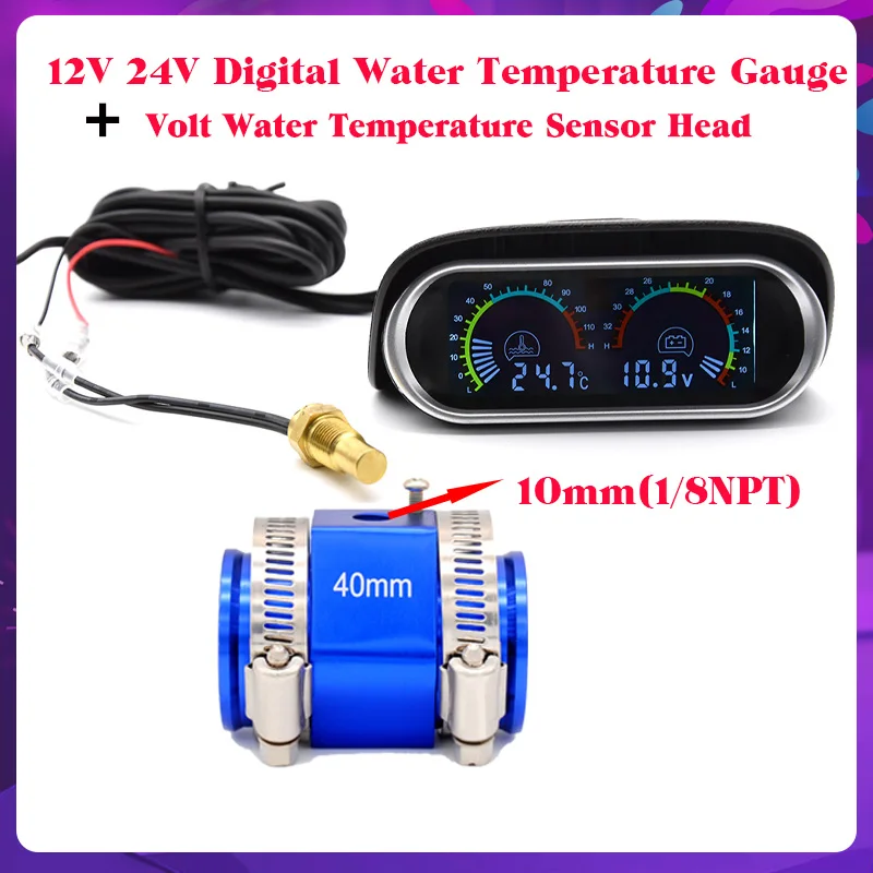 Digital-Water-Temperature-Gauge-12V-24V-Include-Voltmeter-Water ...