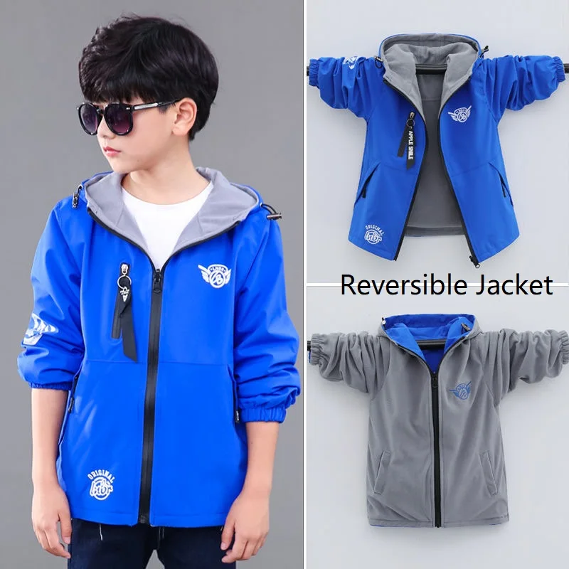 Boys-Waterproof-Fleece-Lined-Drawstring-Hooded-Zip-Reversible-Hiking ...