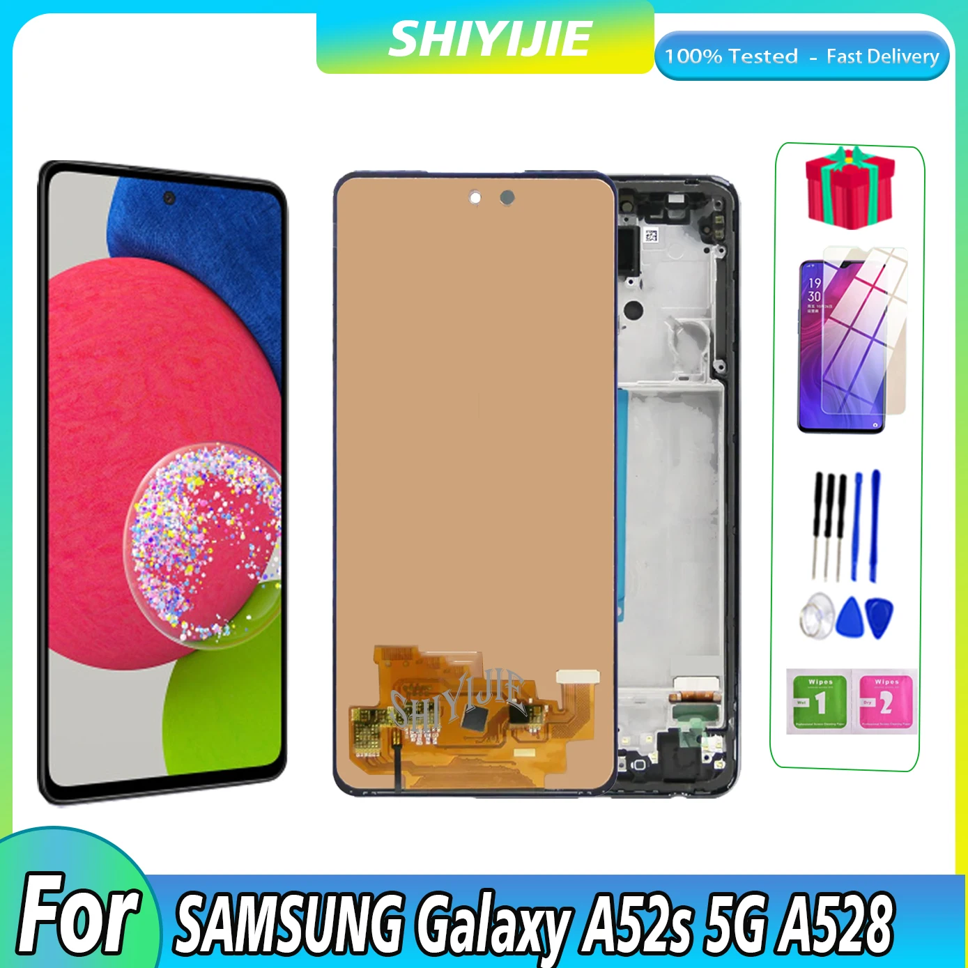 6.5 tested 100% testado lcd para samsung galaxy a52s 5g a528 a528b ...