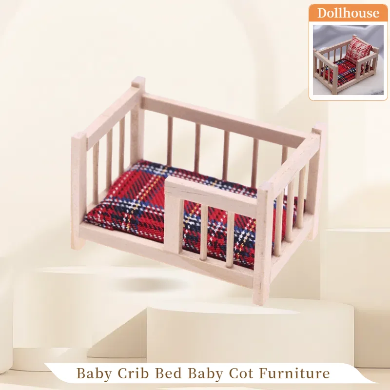 1:12 Baby Crib Bed Baby Cot Furniture Model Miniature Decor Toy Doll ...