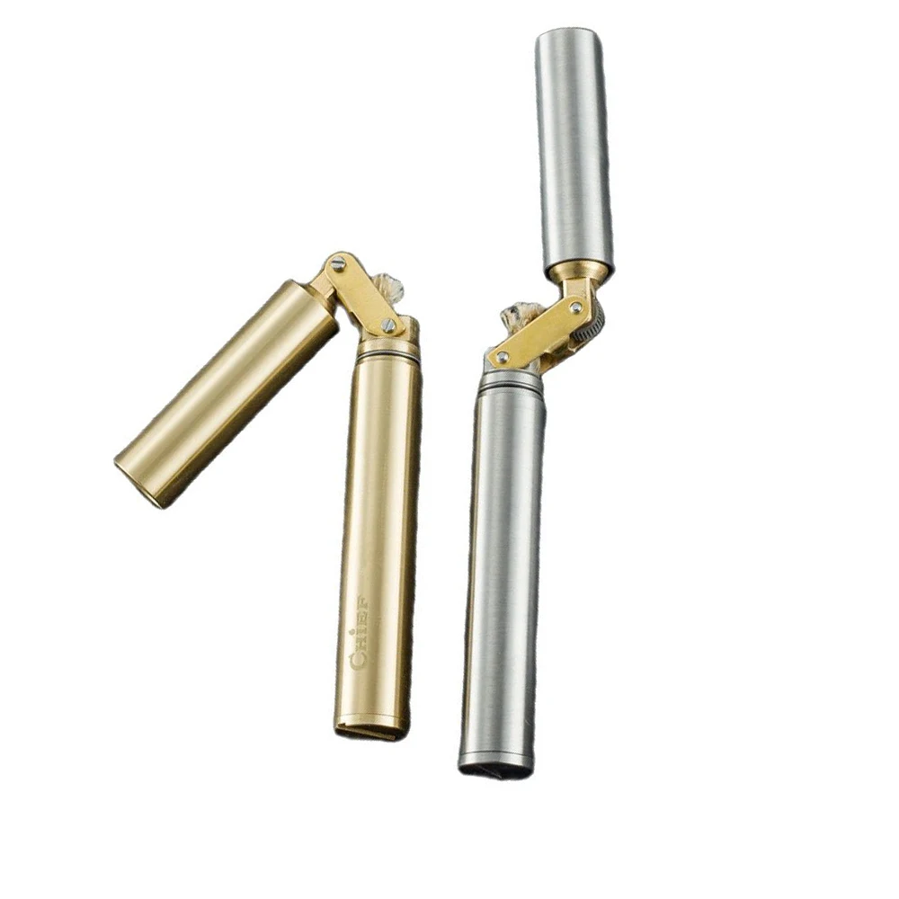 Funny Double Stick Brass Gasoline Lighter Portable Slim Folding ...