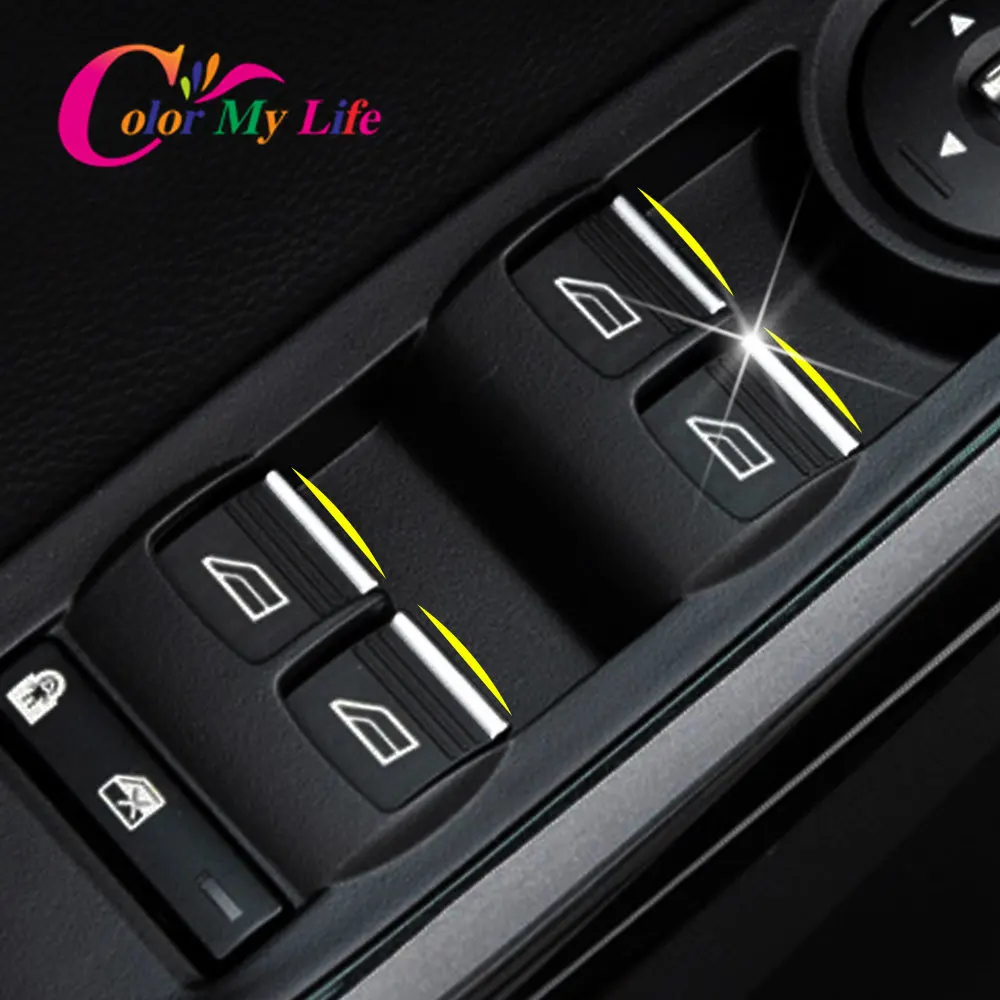 ABS Chrome Car Windows Lift Knob Trim Window Lifter Buttons Stickers ...