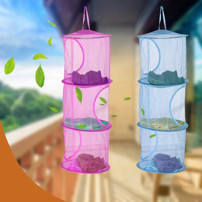 Foldable-3-Shelf-Hanging-Storage-Net-Kids-Toy-Organizer-Bag-Cylindrical ...