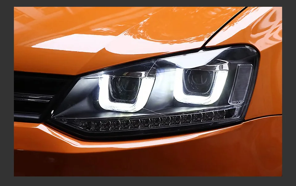 VW Polo Headlights 2010-2017 Polo LED Headlight LED DRL Hid Head lamp ...