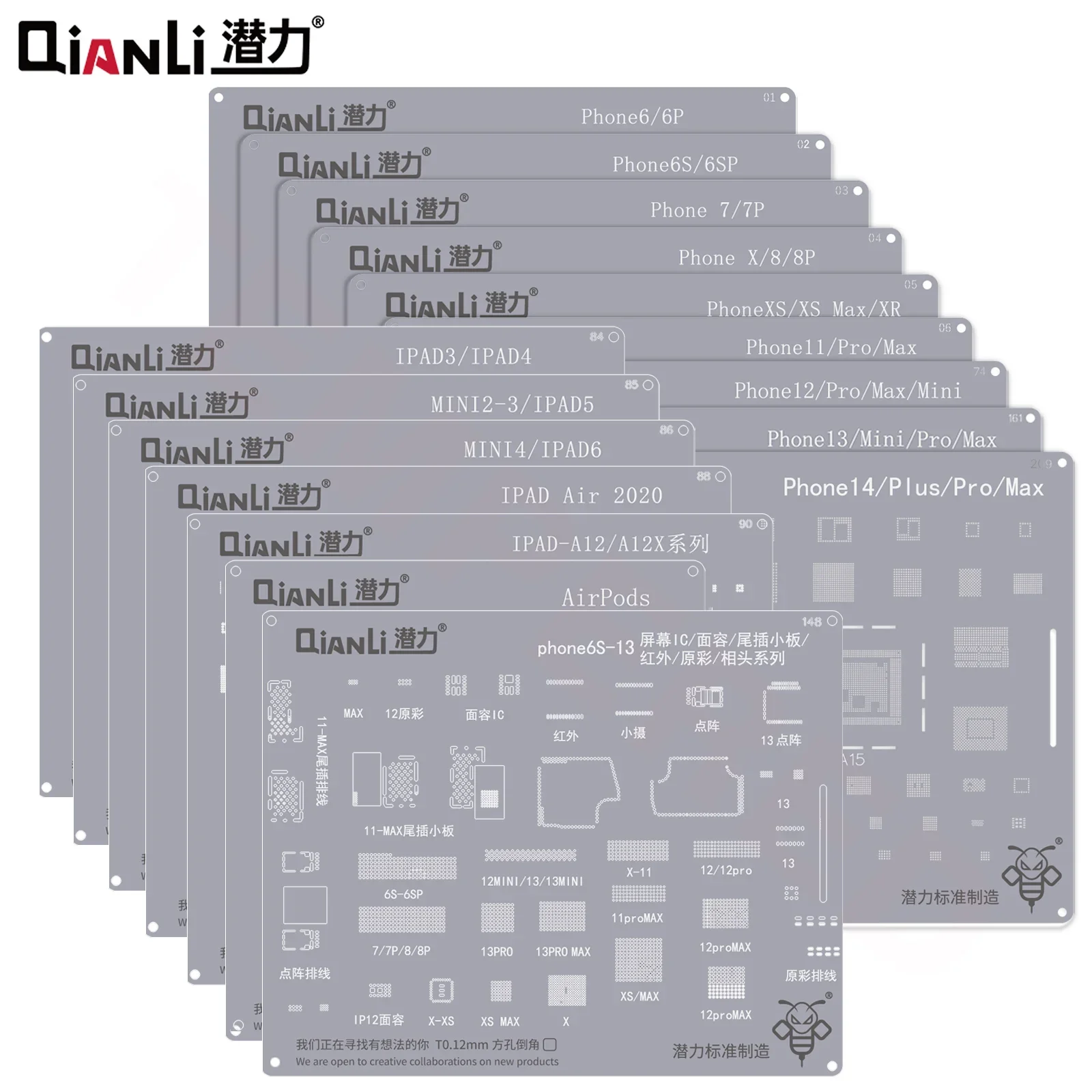 QIANLI-BGA-Planting-Stencil-Kit-Tin-Soldering-Net-Accurate-Hole ...