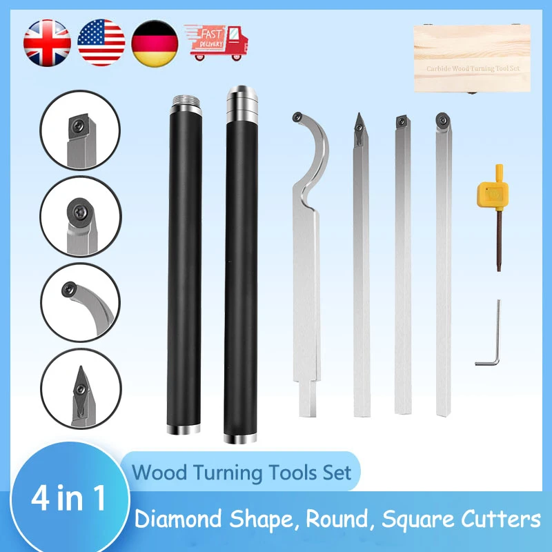 Woodturning Tools Set Woodworking Chisel Carbide Inserts Cutter ...