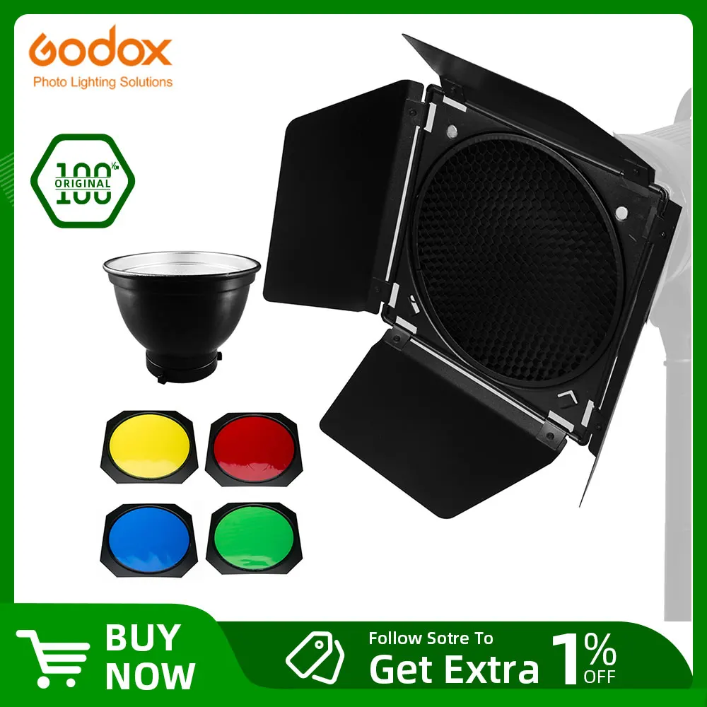 Godox-Standard-Reflector-Bowens-Mount-with-BD-04-Barndoor-with ...