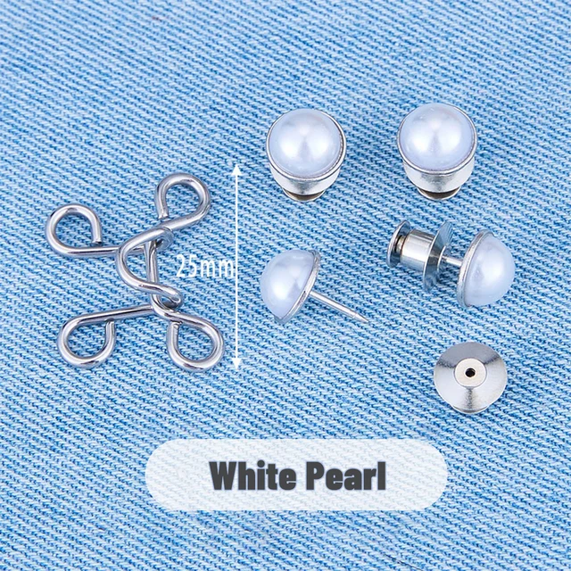 5 Sets Pearl Jeans Button Pins Pants Snap Fastener Adjustable Tightener ...