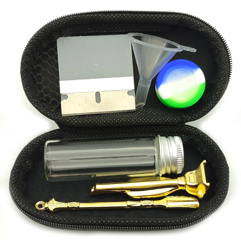 Sniffer Snuff com Caixa De Vidro, Colher Frascos De Funil, Folha ...