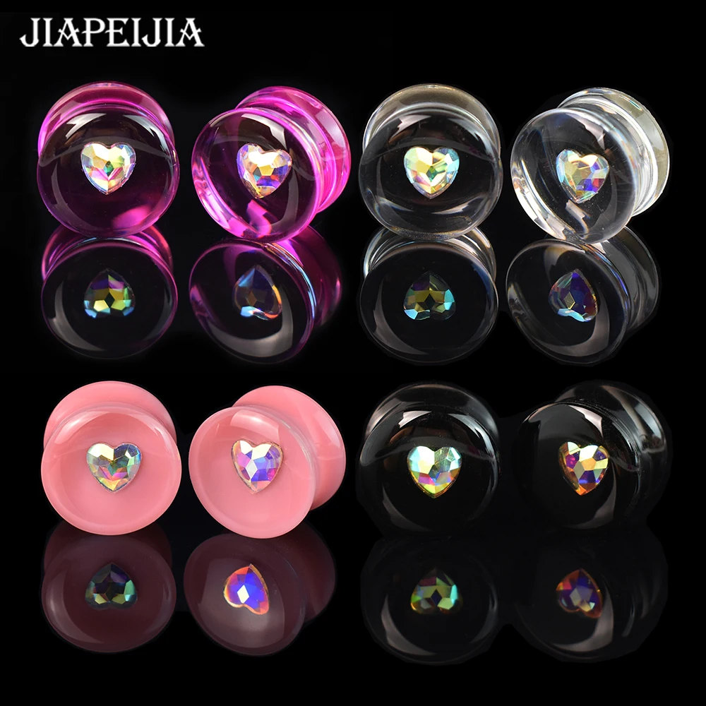 2pcs-6-30mm-Cute-Heart-Ear-Tunnels-Gauges-Double-Flared-Plug-Ear ...