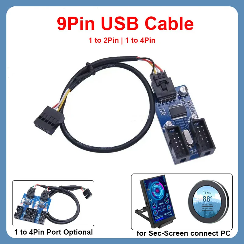 9-Pin-USB-Cable-Head-Multilier-4-Port-Male-Seat-Female-1-Drag-4 ...