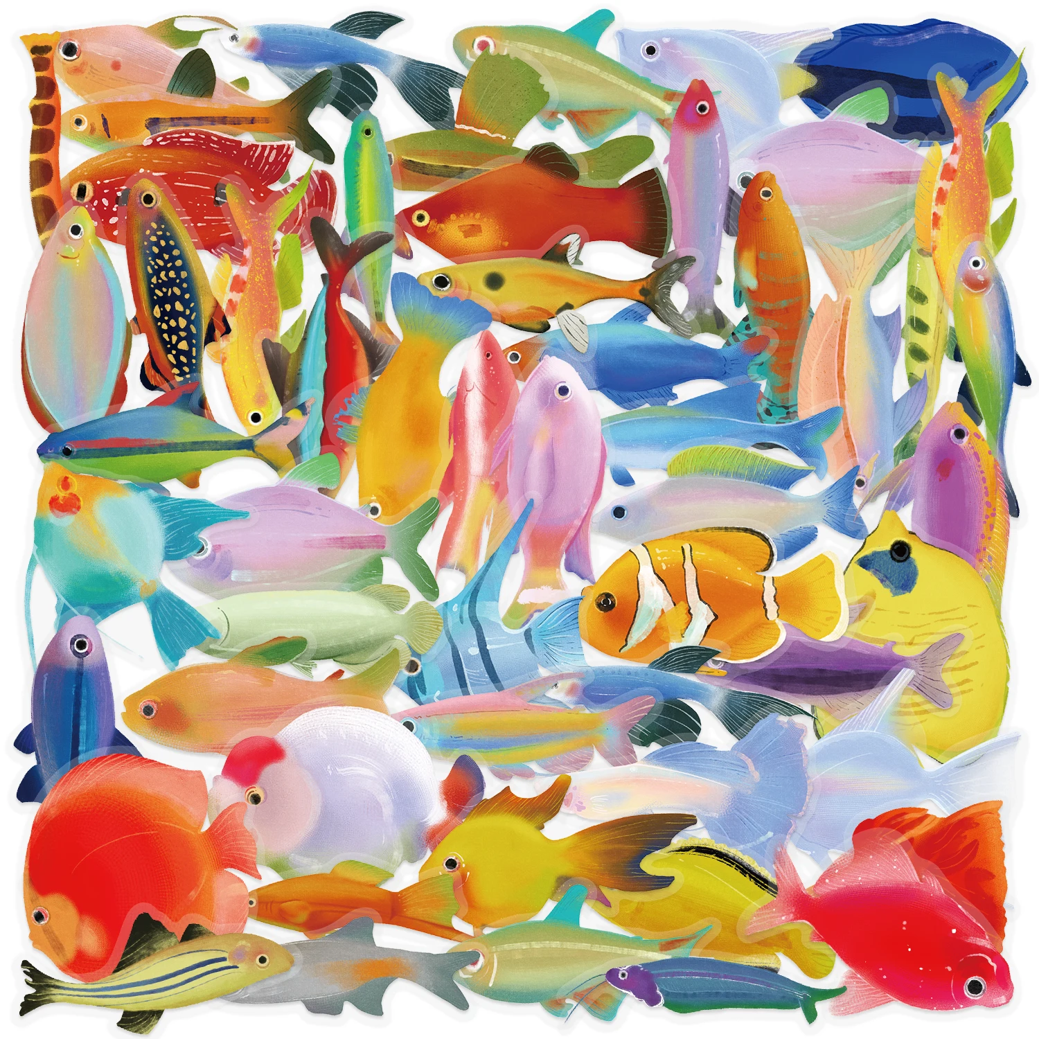 50pcs-Cartoon-Marine-Creatures-Fish-Stickers-Fishing-Box-Suitcase ...