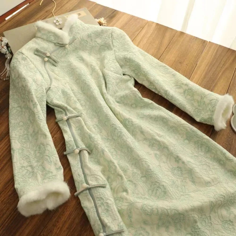 New Year Traditional Chinese Clothes Winter Modern Hanfu Winter Woolen ...