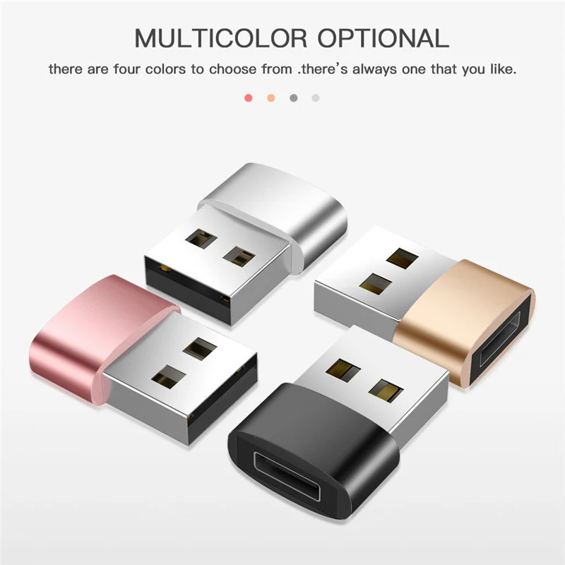 ADAPTATEUR RESEAU,Rose gold--connecteurs USB A mâle vers Type C femelle ...