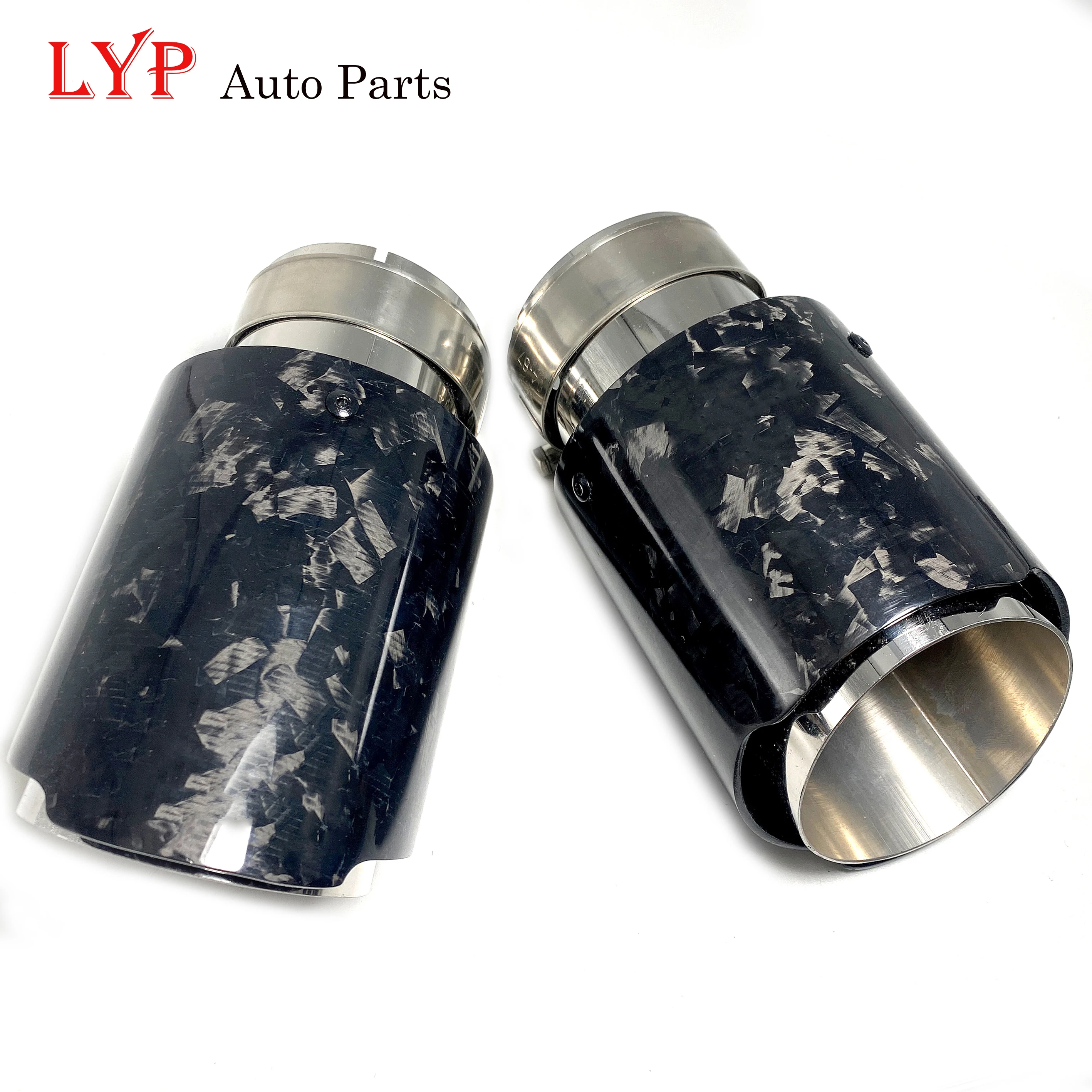 1Piece Car Universal Silver Stainless Steel Glossy Forged Carbon Fiber ...