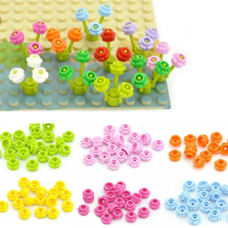 Building Blocks 24866 1x1 five Petal Flowers Grass DIY Educational ...