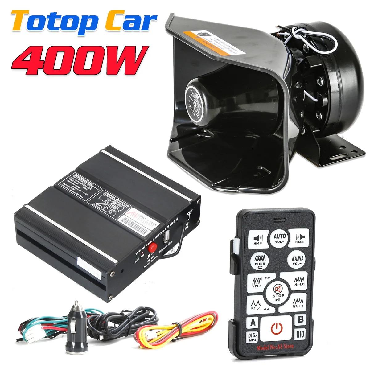 Car Police Horn Alarm Siren Speaker Wireless Control Multiple Sounds ...