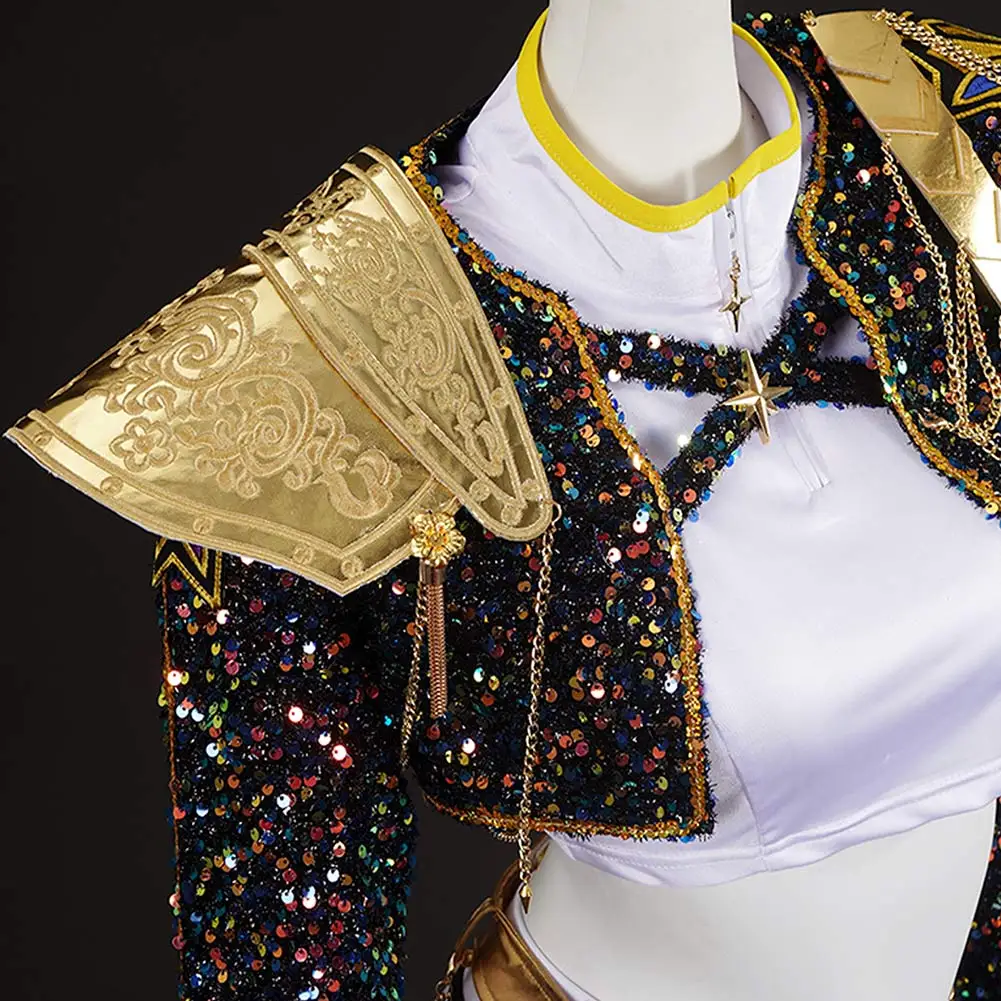 Rumi Cosplay KPOP Demon Hunters Costume Black Gold Stage Costumes ...