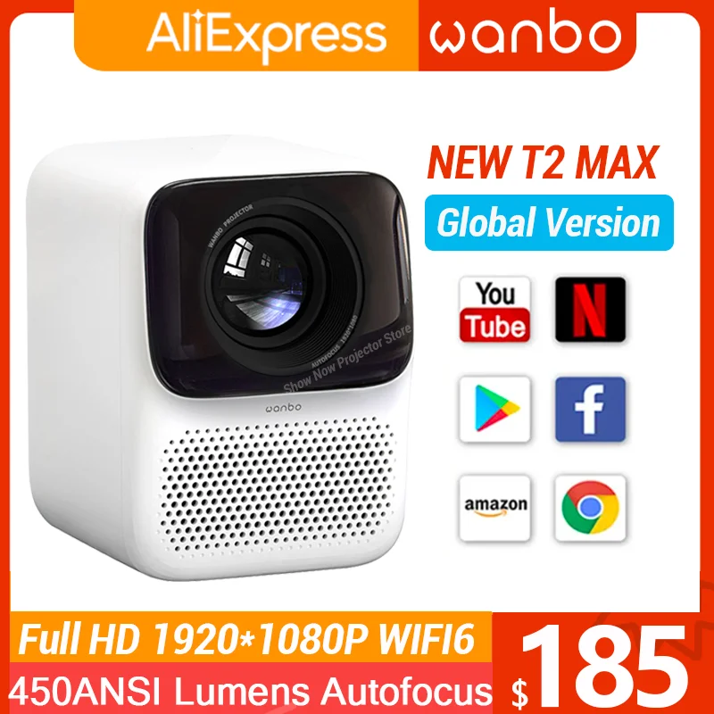 2023-Wanbo-New-T2-Max-Smart-Portable-Projector-Full-HD-1080P-450ANSI ...
