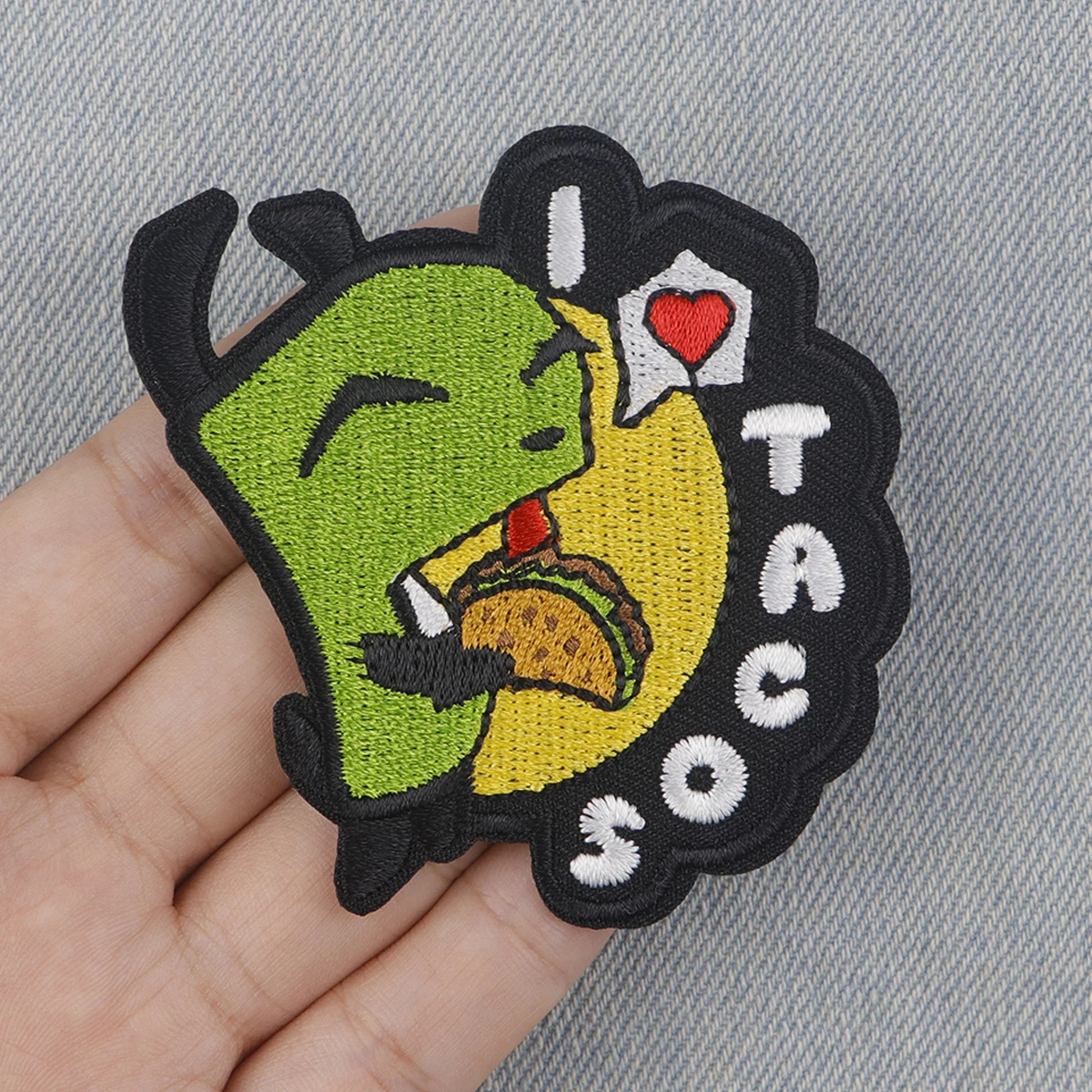 Cute-Alien-Embroidery-Patch-I-LOVE-TACOS-Iron-On-Patches-For-Clothing-Thermoadhesive-Patches-On ...