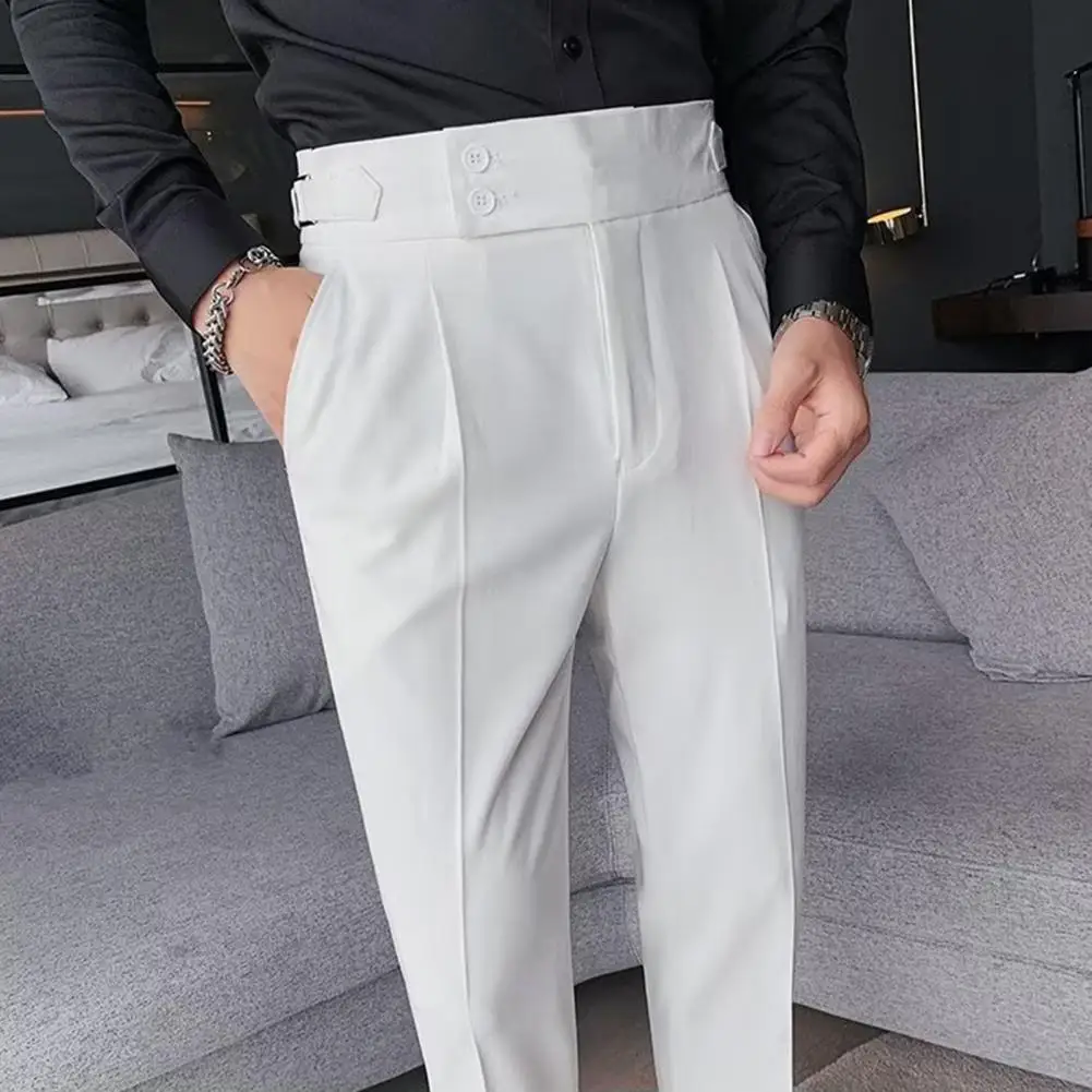 Young-Style-Men-Business-Pants-Formal-Straight-Leg-Pants-Slim-Fit-High ...