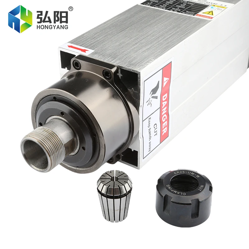 3.5KW NC Square Air Cooled Spindle Motor ER25 Chuck 220v 380v 300Hz Air ...