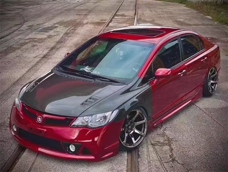 Real-Carbon-Fiber-Front-Bumper-Engine-Hood-Vent-Cover-Fits-For-CIVIC ...