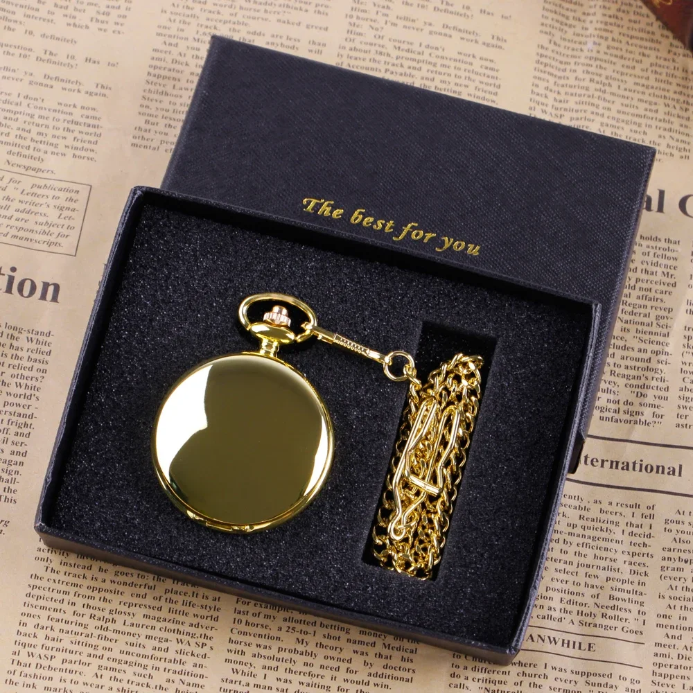 Luxury Gold Quartz Pocket Watch Gift Box Set Unisex For Family Fashion ...