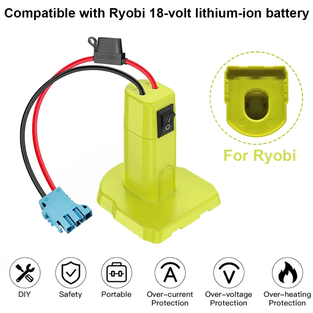 Power Wheels Adapter For Ryobi 18V Battery With Fuse Switch DIY Battery ...