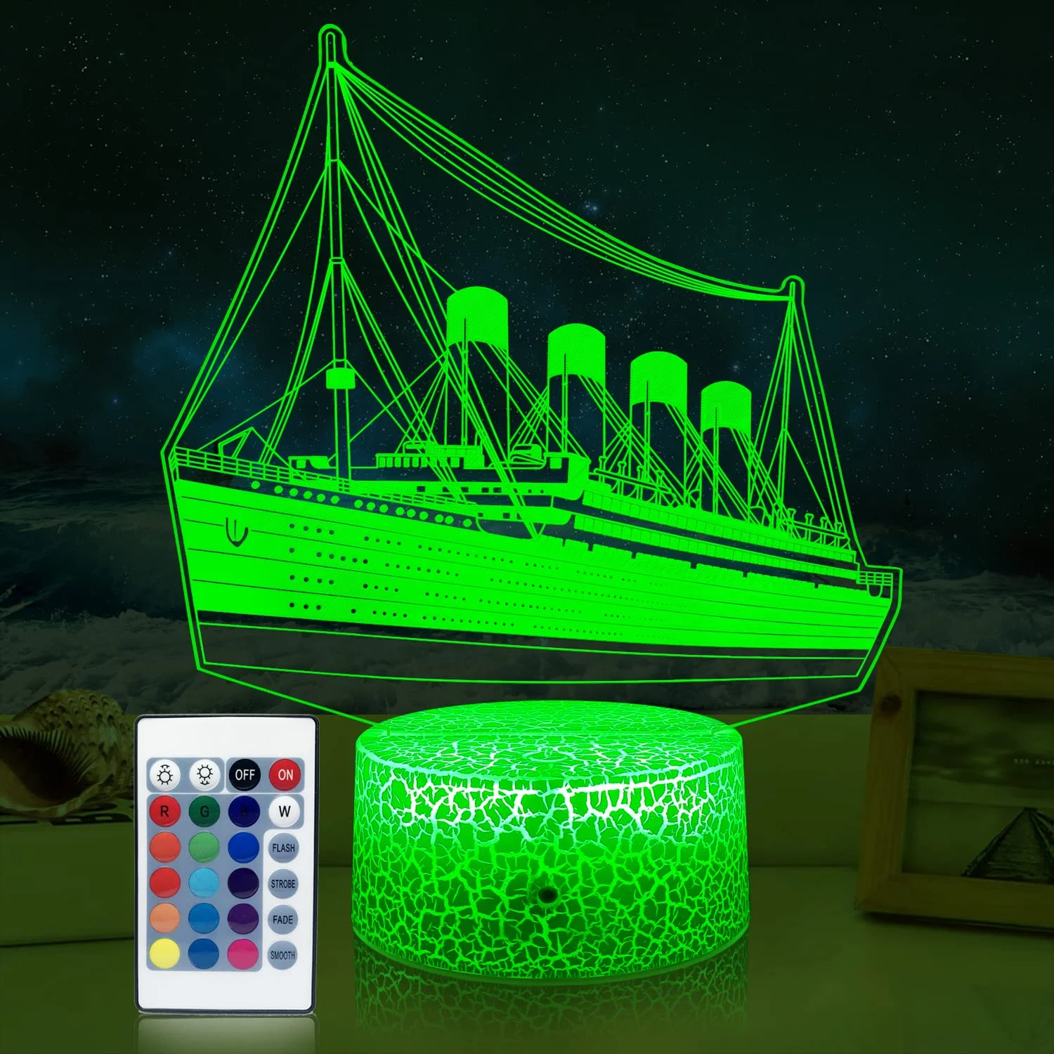 Titanic Night Light for Kids 3D Illusion Ship Model Lamp 16 Colors ...
