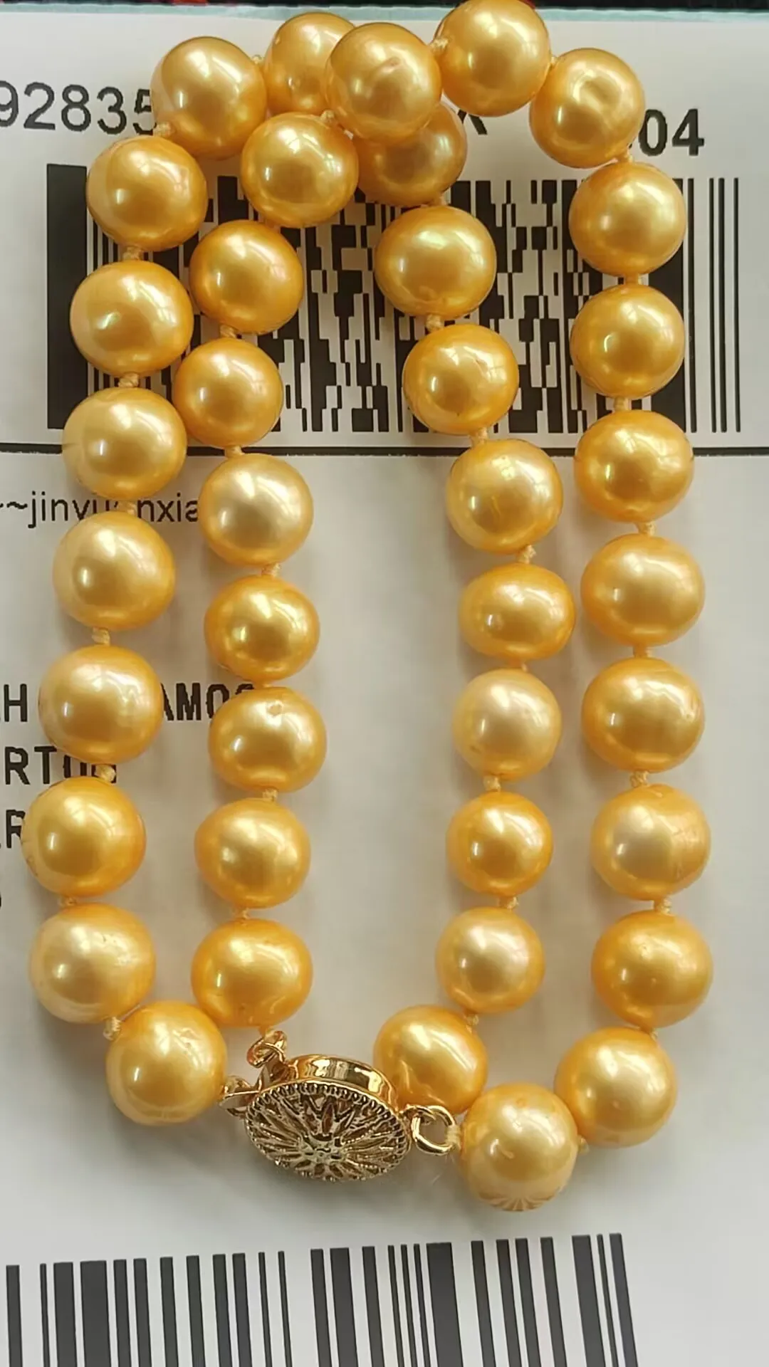 Gorgeous AAA+ Huge 2 rows 8-9mm Round South Sea Golden pearl bracelet ...