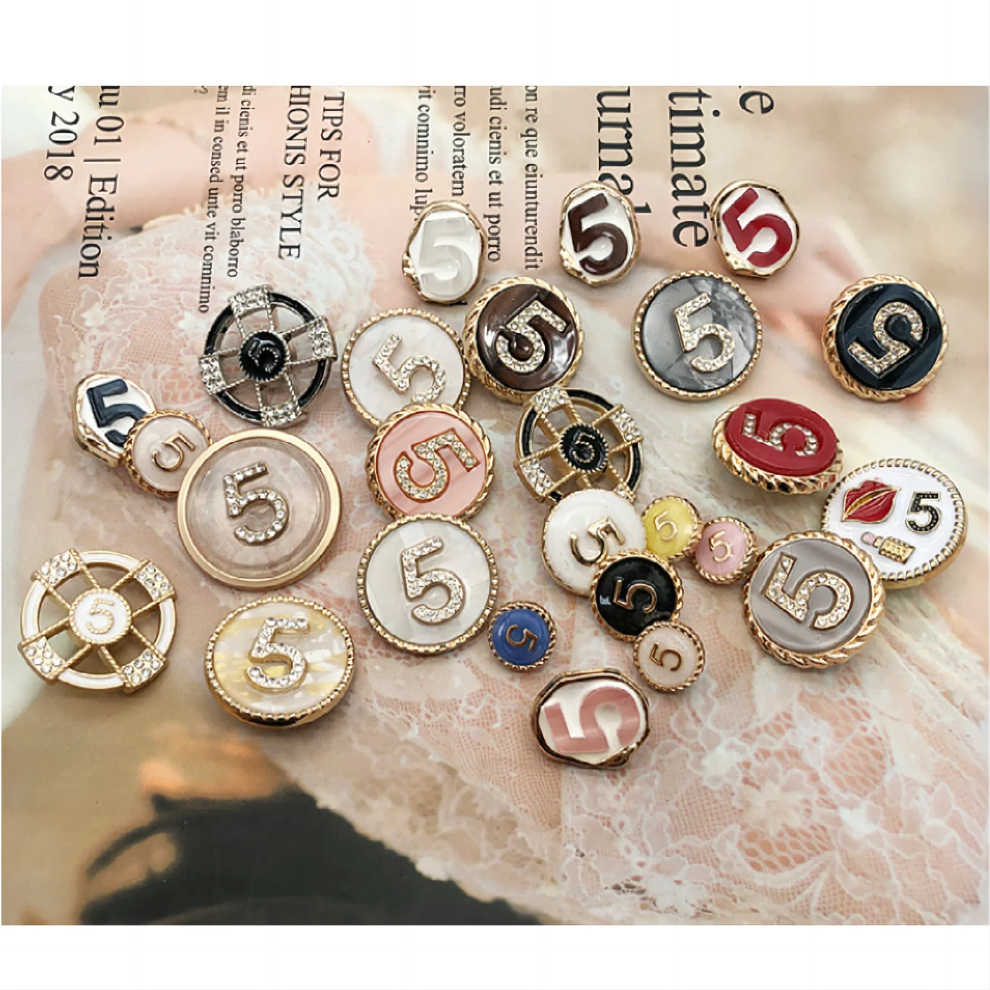 6pcs-Number-Five-Round-Metal-Luxury-Sewing-Buttons-For-Women-Clothing ...